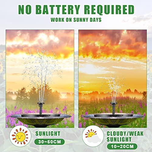 2 Packs Solar Bird Bath Fountain Pump Solar Fountain with 6 Nozzle Solar Powered Bird Bath Floating Solar Fountain Panel Bird Bath Fountain Solar Water Fountain for Garden, Fish Tank, Pond, Pool