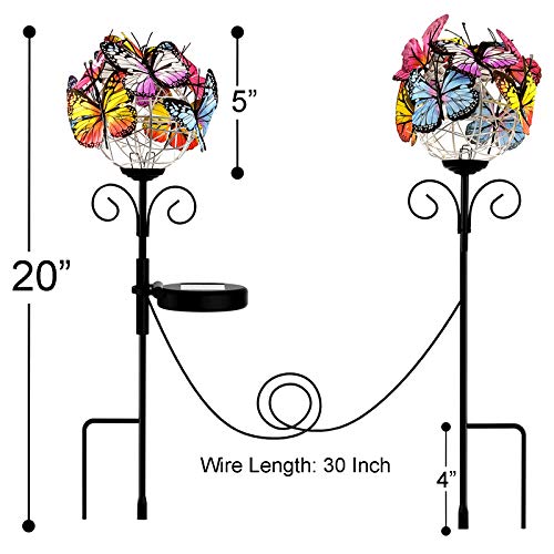 Solar Garden Decorative Light Outdoor - [2 Pack] Butterfly Decor Waterproof LED Stake Light for Garden, Lawn, Patio or Courtyard Decorations (Warm White)