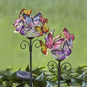 Solar Garden Decorative Light Outdoor - [2 Pack] Butterfly Decor Waterproof LED Stake Light for Garden, Lawn, Patio or Courtyard Decorations (Warm White)