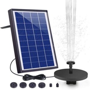 aisitin 6.5w solar fountain pump, solar water pump floating fountain built-in 1500mah battery, with 6 nozzles, for bird bath, fish tank, pond or garden decoration solar aerator pump