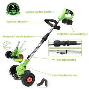 Weed Wacker 36V Grass Trimmer/Edger Cordless Brush Cutter,3-in-1 Weed Eater Brush Cutter, Lightweight Push Lawn Mower Edger Toolwith 2Pcs 4.0Ah Battery & Fast Charger for Garden Yard