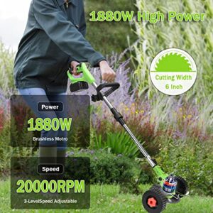 Weed Wacker 36V Grass Trimmer/Edger Cordless Brush Cutter,3-in-1 Weed Eater Brush Cutter, Lightweight Push Lawn Mower Edger Toolwith 2Pcs 4.0Ah Battery & Fast Charger for Garden Yard