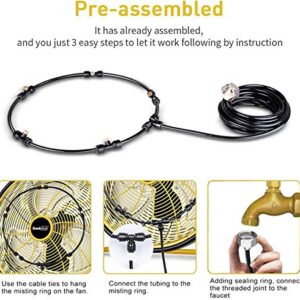 Outdoor Misting Fan Kit for a Cool Patio Breeze,Water Mister Spray for Cooling Outdoor,19.36FT (5.9M) Misting Line + 5 Brass Mist Nozzles + a Brass Adapter(3/4) Fit to Any Outdoor Fan