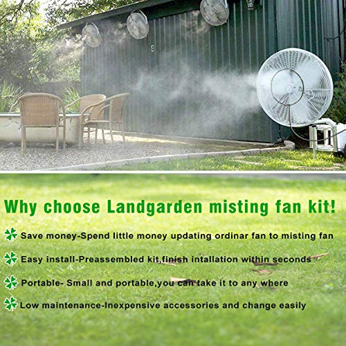 Outdoor Misting Fan Kit for a Cool Patio Breeze,Water Mister Spray for Cooling Outdoor,19.36FT (5.9M) Misting Line + 5 Brass Mist Nozzles + a Brass Adapter(3/4) Fit to Any Outdoor Fan