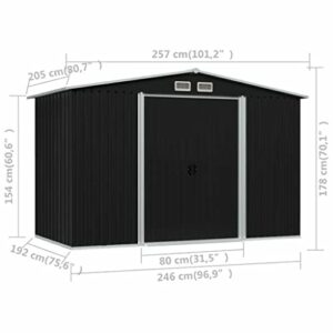 Garden Storage Shed Anthracite Steel Outdoor Garage Building House