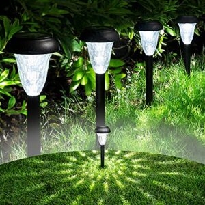 gigalumi solar-powered pathway lights (12-pack), waterproof solar garden lights, bright led solar pathway lights, outdoor lights for landscapes, gardens, pathways, walkways and driveways (cold white)