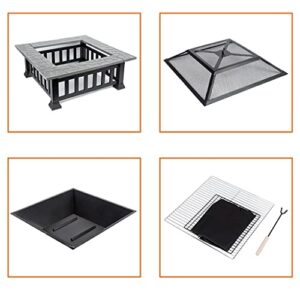 ZLXDP Outdoor Charcoal Fire Pit Stainless Steel Garden Backyard Patio Firepit Stove Brazier for BBQ Grill Cooking Tools with Cover