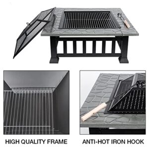 ZLXDP Outdoor Charcoal Fire Pit Stainless Steel Garden Backyard Patio Firepit Stove Brazier for BBQ Grill Cooking Tools with Cover