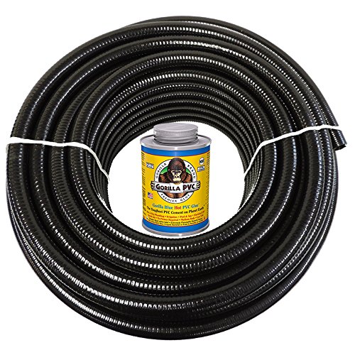 25 ft x 1/2" HydroMaxx® Black Flexible PVC Pipe for Koi Ponds, Irrigation and Water Gardens. Includes Free can of 4oz Hot Blue PVC Gorilla Glue!