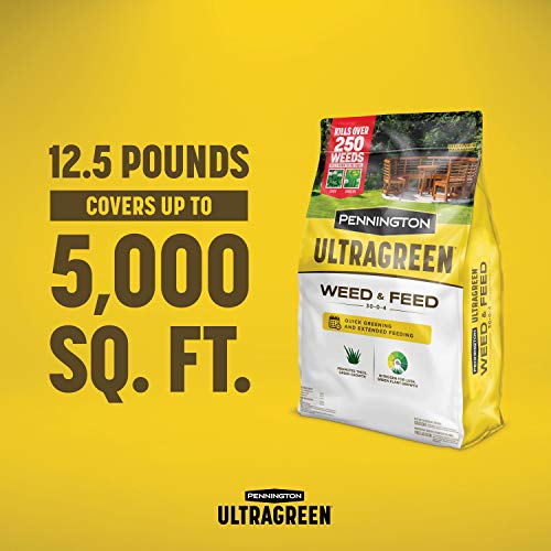 Pennington 100536600 UltraGreen Weed & Feed Lawn Fertilizer, 12.5 LBS, Covers 5000 Sq Ft