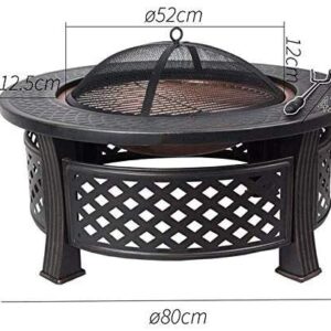 LEAYAN Garden Fire Pit Portable Grill Barbecue Rack Outdoor Fire Pit - 31 Inch Large Bonfire Wood Burning Patio & Backyard Firepit for with Spark Screen with Cover BBQ Cooking for Camping Backyard