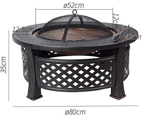 LEAYAN Garden Fire Pit Portable Grill Barbecue Rack Outdoor Fire Pit - 31 Inch Large Bonfire Wood Burning Patio & Backyard Firepit for with Spark Screen with Cover BBQ Cooking for Camping Backyard