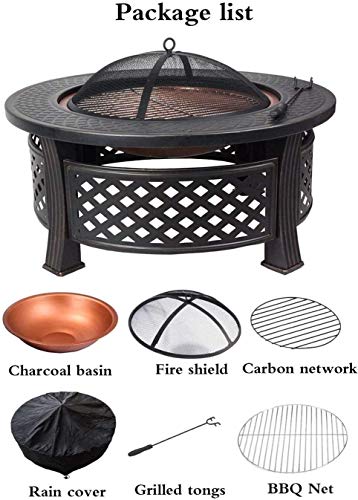 LEAYAN Garden Fire Pit Portable Grill Barbecue Rack Outdoor Fire Pit - 31 Inch Large Bonfire Wood Burning Patio & Backyard Firepit for with Spark Screen with Cover BBQ Cooking for Camping Backyard