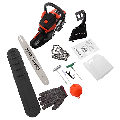 18" Gas Chainsaw 58cc Power Chain Saw 4.4 HP 2-Stroke Gasoline Chainsaw Handheld Cordless Petrol Chain Saws Garden Tools for Wood Cutting, Forest Felling, Tree Pruning | US Stock