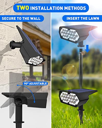 Trongle Solar Landscape Lights, [2 in 1] Bright Solar Spot Lights 2 Pack, IP65 Waterproof Solar Garden Light 6500K Path Light for Yard Garden Patio Driveway Porch Walkway Driveway Pool (Cool White)