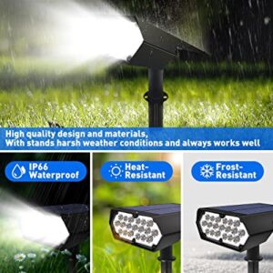 Trongle Solar Landscape Lights, [2 in 1] Bright Solar Spot Lights 2 Pack, IP65 Waterproof Solar Garden Light 6500K Path Light for Yard Garden Patio Driveway Porch Walkway Driveway Pool (Cool White)