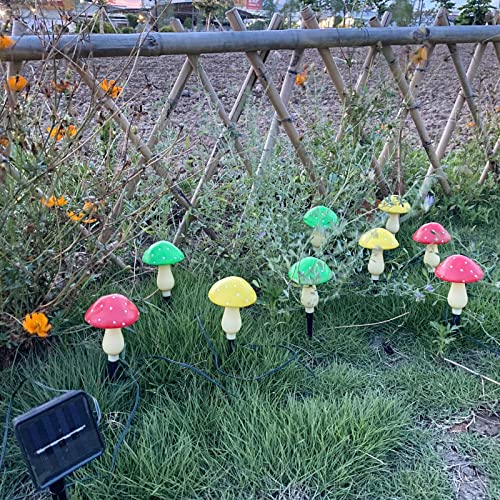 Solar String Lights Outdoor, 8 Modes Solar Mushroom String Light, IP65 Waterproof Cute Shaped Mushroom Fairy Lights Garden Landscape Lights, for Yard, Patio Gazebo Garden-1 Pack of 3