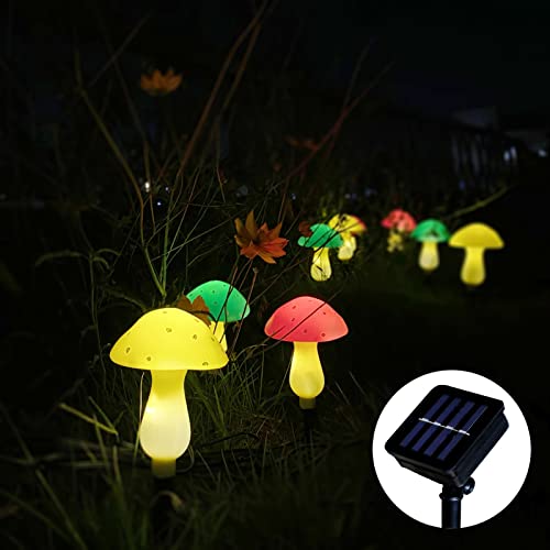 Solar String Lights Outdoor, 8 Modes Solar Mushroom String Light, IP65 Waterproof Cute Shaped Mushroom Fairy Lights Garden Landscape Lights, for Yard, Patio Gazebo Garden-1 Pack of 3