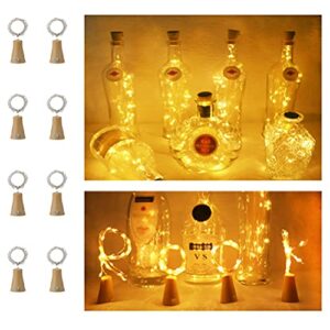 rockabyee 8 pack solar bottle lights, 20 led cork string lights, outdoor waterproof fairy lights for party wedding festival garden patio lawn warm white