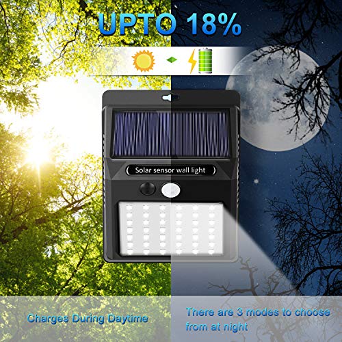 SEZAC Solar Lights Outdoor [6 Pack/3 Working Mode], Solar Security Lights Solar Motion Sensor Lights Wireless IP 65 Waterproof Outdoor Lights for Garden Fence Patio Garage (42 LED)