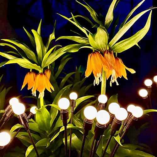 Ganok Solar Garden Lights, Starburst Wind Swaying Outdoor, Fireflies Solar Panel Waterproof Lights for Patio, Lawn & Yard Pathway Decoration, Autonomous 10 LED Soft Warm White - 4 Pack