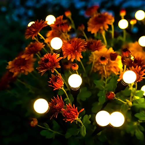 Ganok Solar Garden Lights, Starburst Wind Swaying Outdoor, Fireflies Solar Panel Waterproof Lights for Patio, Lawn & Yard Pathway Decoration, Autonomous 10 LED Soft Warm White - 4 Pack