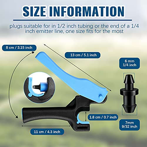 1 Pcs Drip Irrigation Tubing Hole Punch Tool for Easier 1/4 Inch Fitting Emitter Insertion and 50 Drip Irrigation Plugs Goof Plugs for Hose or Tubing End Caps Puncture to Insert Fittings (Fresh Style)