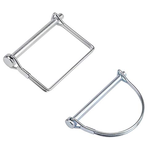 Favordrory 20 Pieces Shaft Locking Pin Safety Coupler Pin 1/4 Inch Diameter in 2 Shapes of Square and Arch for Farm Trailers Wagons Lawn Garden, Silver