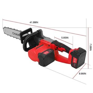 Electric Cordless Chainsaw, 42V 16-Inch Chain Saw Cutting Tools w/ 2 Batteries for Trees Wood Farm Garden Ranch Forest Cutting (Battery & Charger Included)