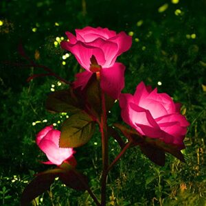 cn-porter solar flower lights, solar garden stake lights outdoor waterproof solar rose for patio, lawn, garden, yard decoration