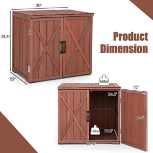 IRONMAX Outdoor Storage Cabinet, Garden Tool Shed with Magnetic Doors and Countertop, Wooden Small Storage Shed for Yard Deck Patio Backyard Poolside, 30’’ x 22’’ x 28.5’’