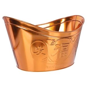 beavorty 1pc sacrificing home iron porsperity luck burner leaf bucket office metal backyard wealth bao yuan shui burn golden buddhist burning pit garden bin supplies funeral bonfire