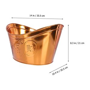 Beavorty 1pc Sacrificing Home Iron Porsperity Luck Burner Leaf Bucket Office Metal Backyard Wealth Bao Yuan Shui Burn Golden Buddhist Burning Pit Garden Bin Supplies Funeral Bonfire