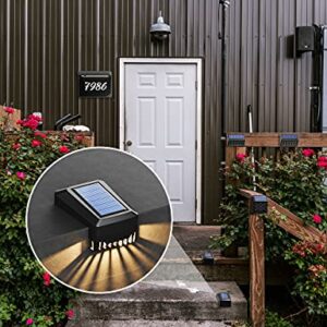 Solar Step Lights, Solar Deck Lights Outdoor, Warm White Led Solar Lights for Outdoor Waterproof Decorative Lighting, Fence Lights with Dusk to Dawn Wall Lights for Yard, Garden