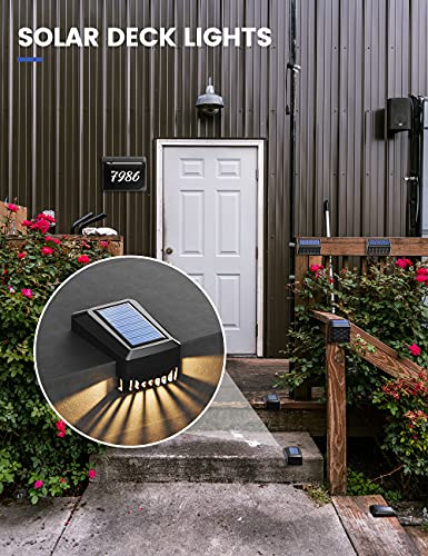 Solar Step Lights, Solar Deck Lights Outdoor, Warm White Led Solar Lights for Outdoor Waterproof Decorative Lighting, Fence Lights with Dusk to Dawn Wall Lights for Yard, Garden