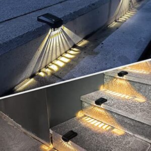 Solar Step Lights, Solar Deck Lights Outdoor, Warm White Led Solar Lights for Outdoor Waterproof Decorative Lighting, Fence Lights with Dusk to Dawn Wall Lights for Yard, Garden