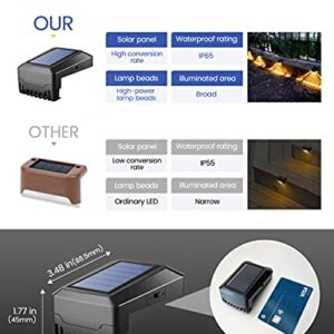 Solar Step Lights, Solar Deck Lights Outdoor, Warm White Led Solar Lights for Outdoor Waterproof Decorative Lighting, Fence Lights with Dusk to Dawn Wall Lights for Yard, Garden