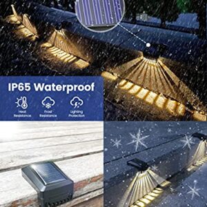 Solar Step Lights, Solar Deck Lights Outdoor, Warm White Led Solar Lights for Outdoor Waterproof Decorative Lighting, Fence Lights with Dusk to Dawn Wall Lights for Yard, Garden