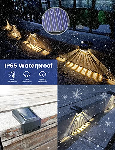 Solar Step Lights, Solar Deck Lights Outdoor, Warm White Led Solar Lights for Outdoor Waterproof Decorative Lighting, Fence Lights with Dusk to Dawn Wall Lights for Yard, Garden