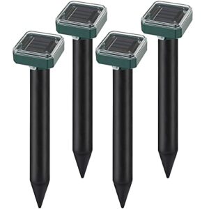 mole repellent solar powered 4 pack sonic mole deterrent spikes snake vole repellent for lawn garden & yard gopher repellent groundhog repeller