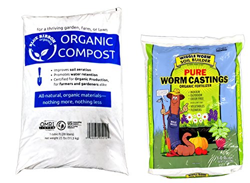 Wiggle Worm Castings + Blue Ribbon Organic Compost OMRI Combo (40-Pound)