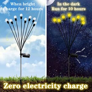 GIIOASA 8-LED Firefly Solar Garden Lights, Starburst Swaying Light, Outdoor Waterproof Camping lamp, Firefly Path Lights, Decorative Solar Garden Lights（with Crickets Chirping）