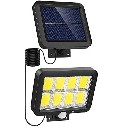 Solar Lights Outdoor Motion Sensor Security Led Flood Light 160 Bright COB LED, with 16.4Ft Cable, Adjustable Solar Panel 3 Lighting Modes Outside Solar Powered Flood Light for Yard Garden Garage