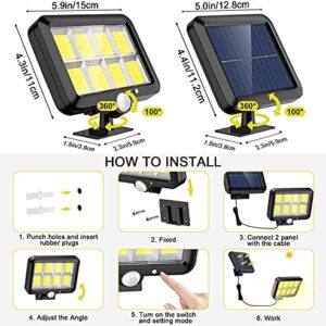 Solar Lights Outdoor Motion Sensor Security Led Flood Light 160 Bright COB LED, with 16.4Ft Cable, Adjustable Solar Panel 3 Lighting Modes Outside Solar Powered Flood Light for Yard Garden Garage