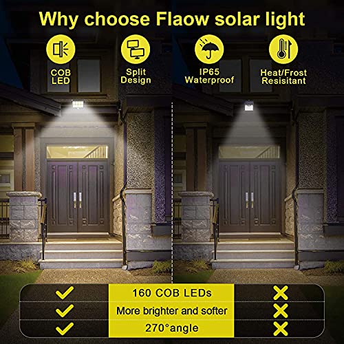 Solar Lights Outdoor Motion Sensor Security Led Flood Light 160 Bright COB LED, with 16.4Ft Cable, Adjustable Solar Panel 3 Lighting Modes Outside Solar Powered Flood Light for Yard Garden Garage