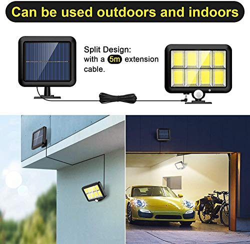 Solar Lights Outdoor Motion Sensor Security Led Flood Light 160 Bright COB LED, with 16.4Ft Cable, Adjustable Solar Panel 3 Lighting Modes Outside Solar Powered Flood Light for Yard Garden Garage