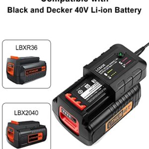 AYTXTG 3.0Ah 40V Replacement Black and Decker 40Volt Lithium Battery LBX2040 LBXR36 LBXR2036 LST540 LBX1540 LST136W with a LCS40 LCS36 Portable Charger for Black Decker 40V Battery Charger