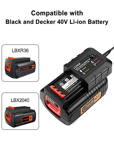 AYTXTG 3.0Ah 40V Replacement Black and Decker 40Volt Lithium Battery LBX2040 LBXR36 LBXR2036 LST540 LBX1540 LST136W with a LCS40 LCS36 Portable Charger for Black Decker 40V Battery Charger