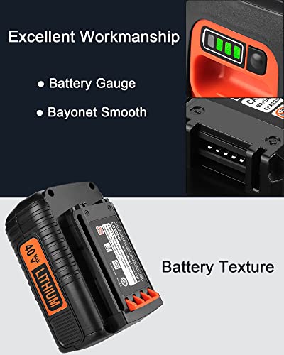 AYTXTG 3.0Ah 40V Replacement Black and Decker 40Volt Lithium Battery LBX2040 LBXR36 LBXR2036 LST540 LBX1540 LST136W with a LCS40 LCS36 Portable Charger for Black Decker 40V Battery Charger