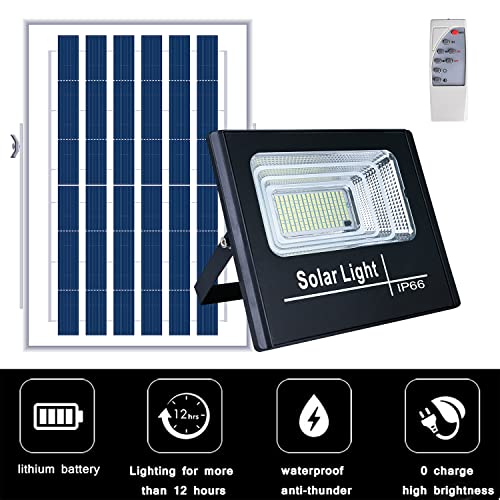 Solar Lights Outdoor, 87 LEDs Solar Security Light with Remote Control, Solar Powered Auto Dusk to Dawn Sensor IP66 Waterproof, Equivalent 110V 40W LED Flood Light for Yard Porch Balcony Garage Garden